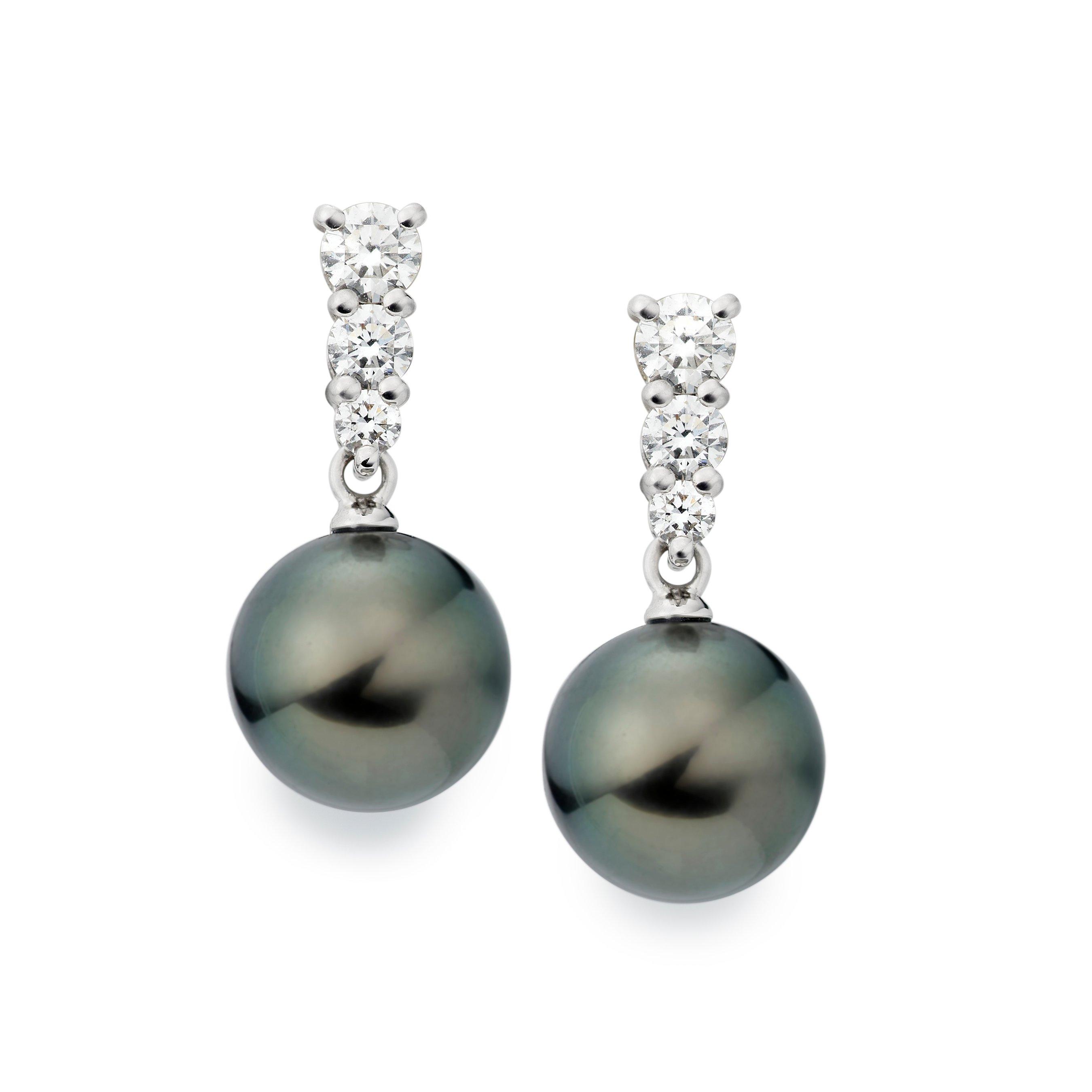Mikimoto Ocean Pearl and Sapphire Drop Earrings in 18ct White Gold ...