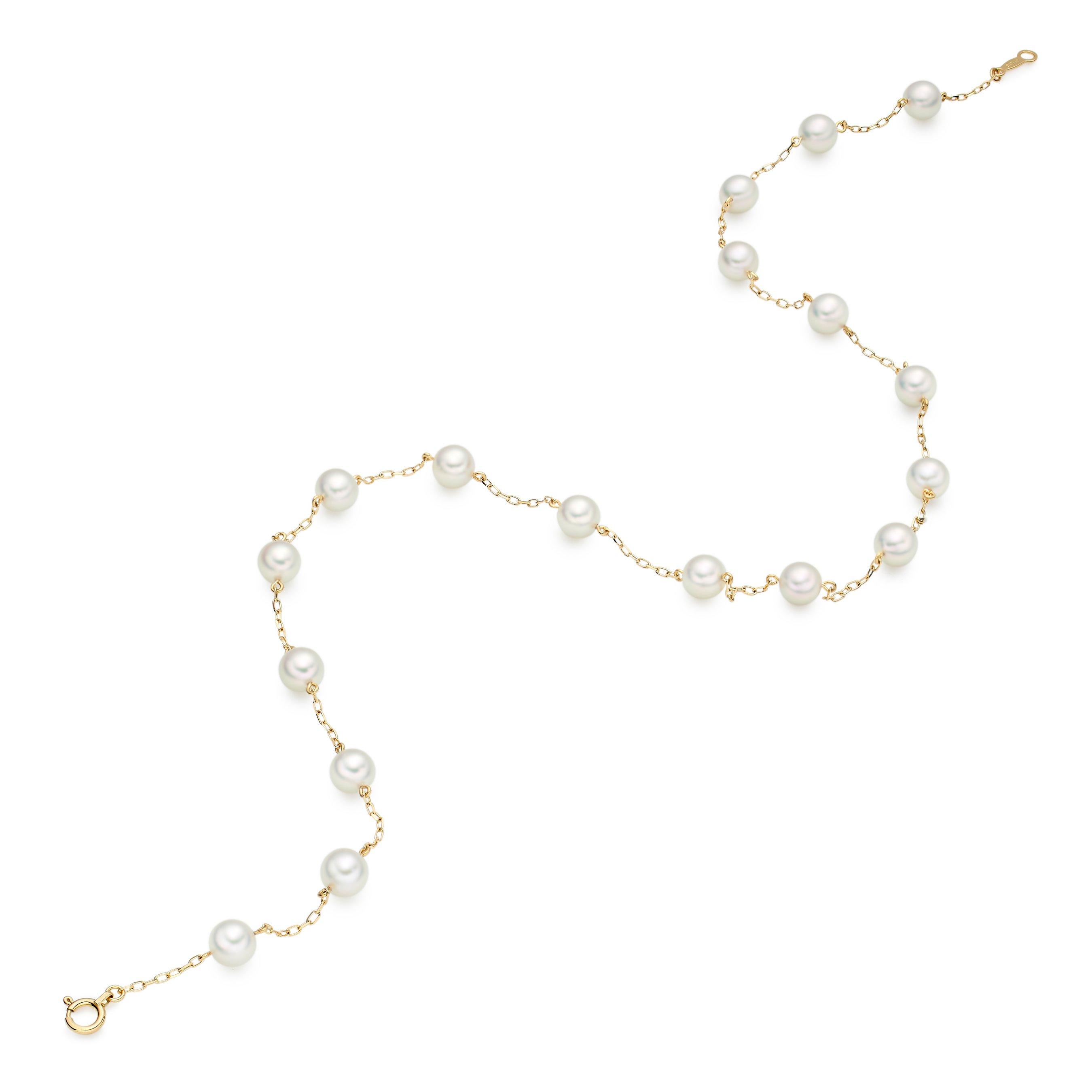 Mikimoto Pearl Chain Akoya Pearl Necklace in 18ct Yellow Gold | LOU ...