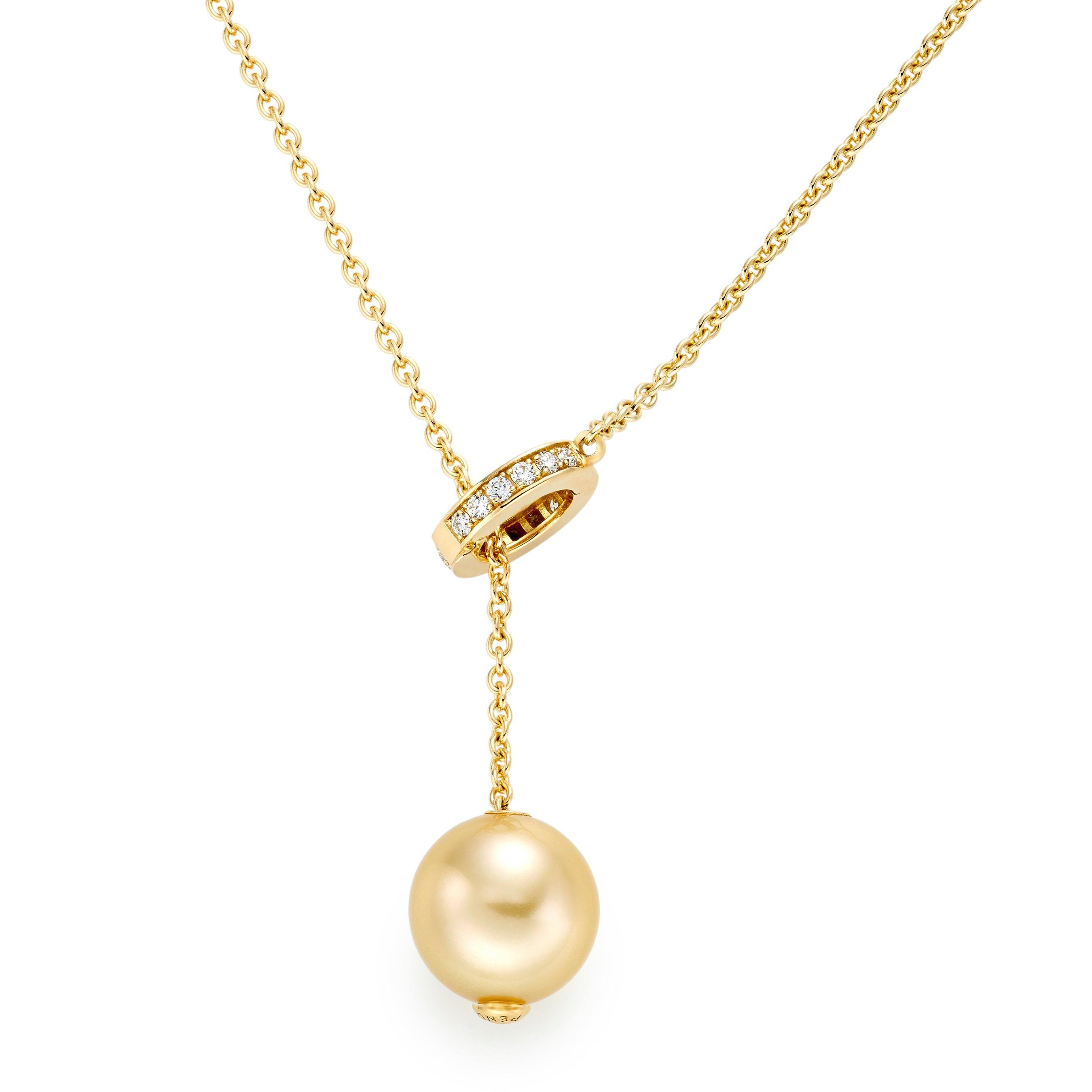 Mikimoto Pearls in Motion Pearl and Diamond Pendant in 18ct Yellow Gold ...