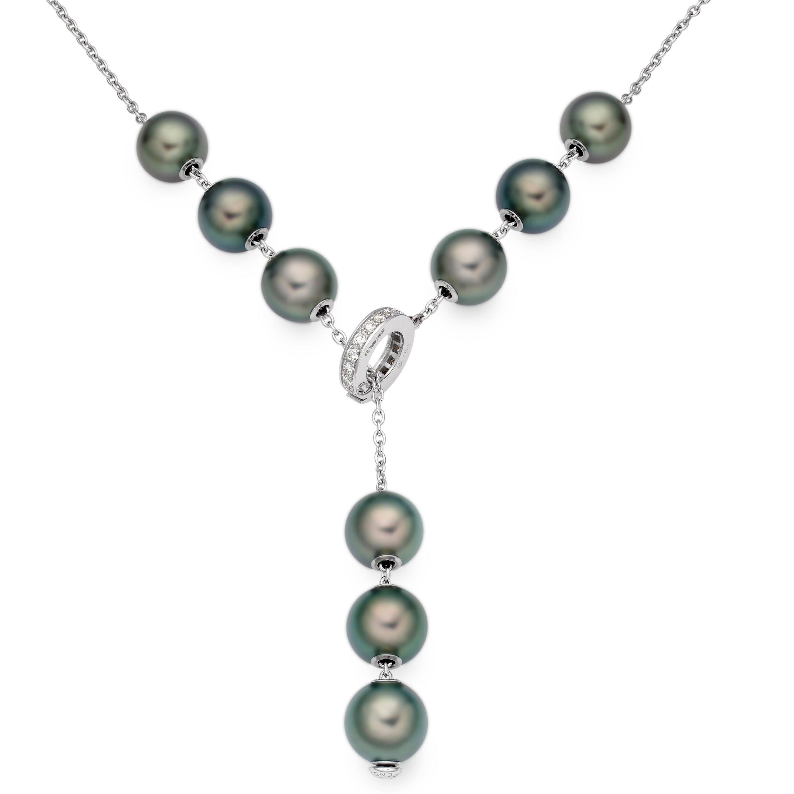 Mikimoto Pearls in Motion Pearl and Diamond Necklace in 18ct White Gold ...