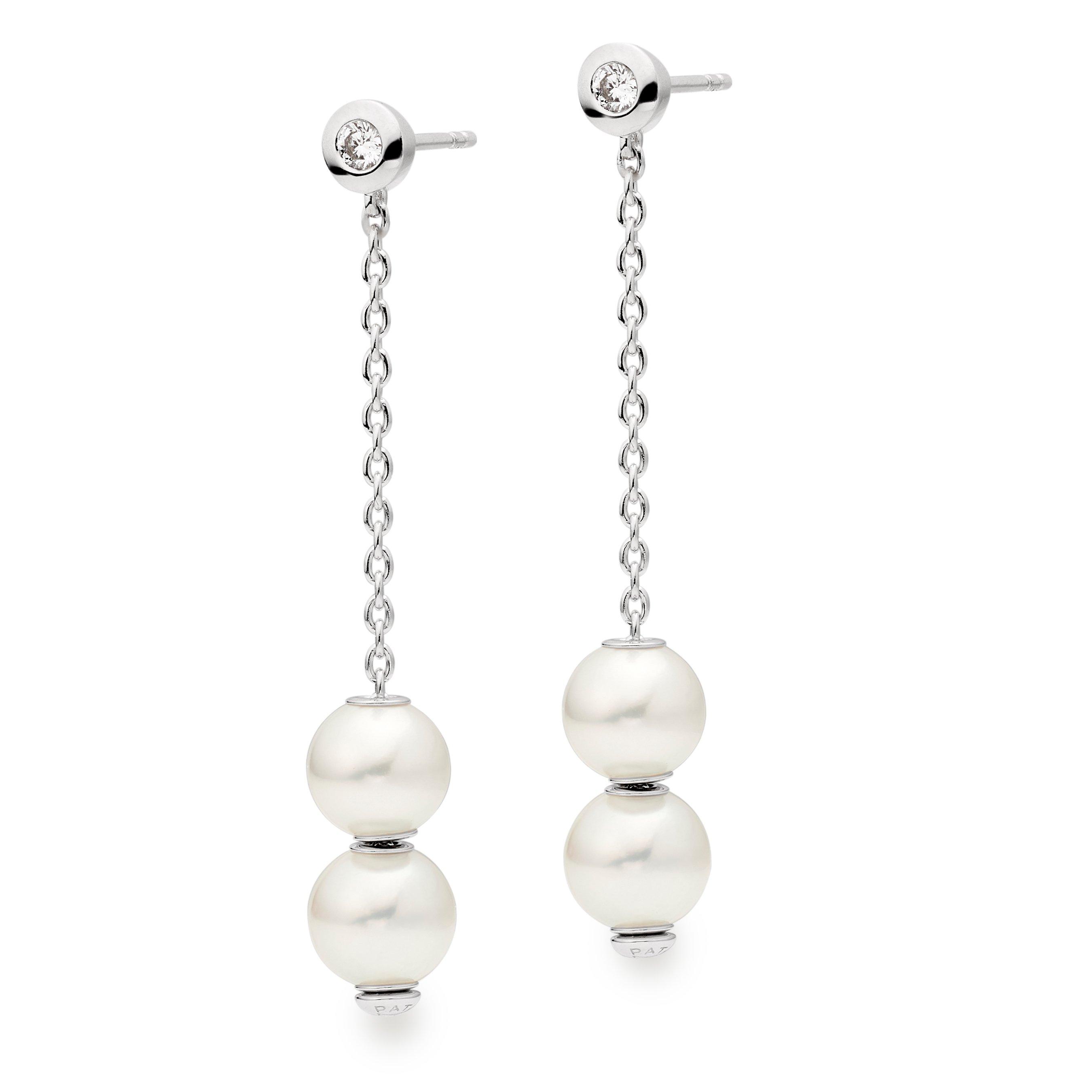 Mikimoto Pearls in Motion Pearl and Diamond Drop Earrings in 18ct White ...