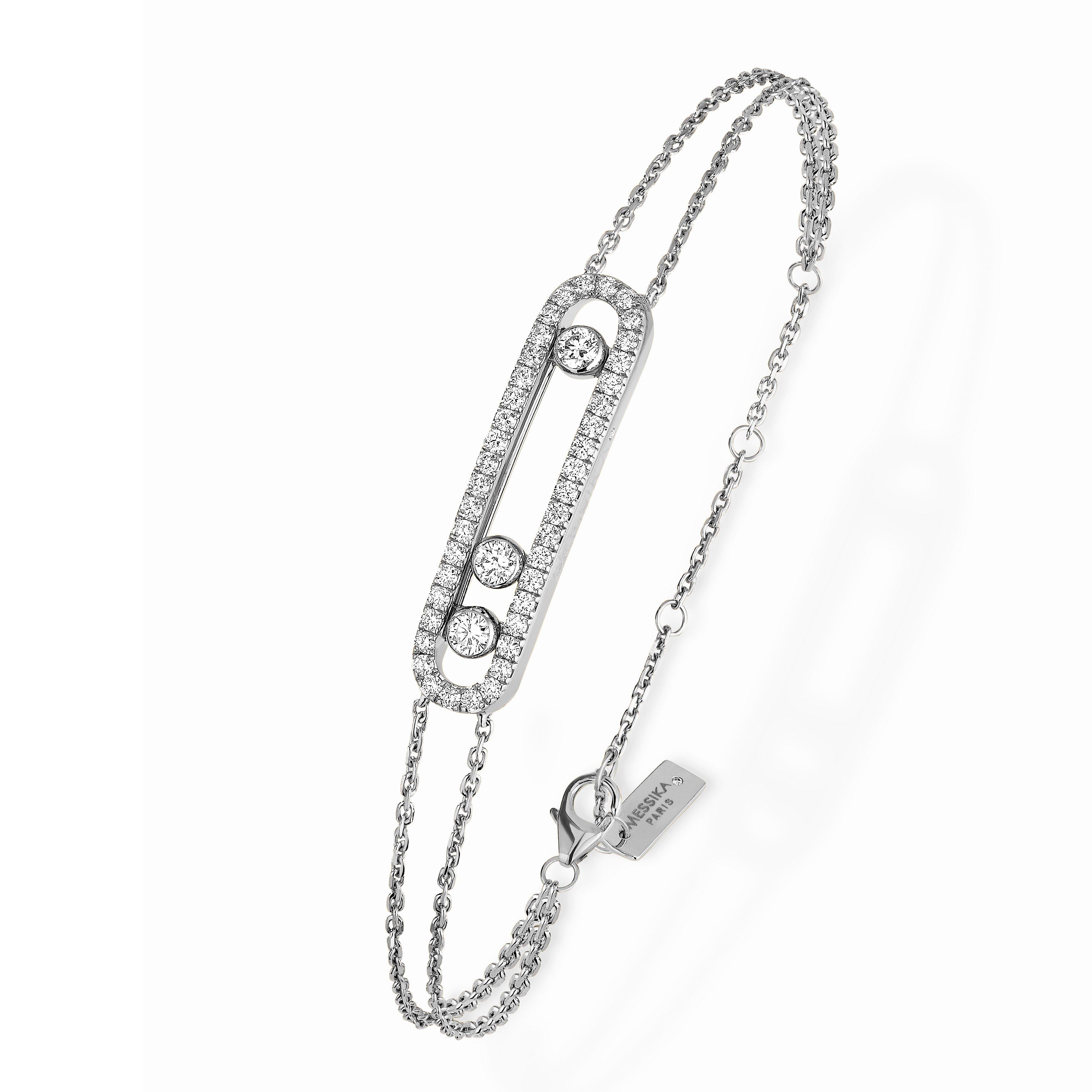 Messika Move Classique 18ct White Gold Diamond Pavé Bracelet | LOU ...