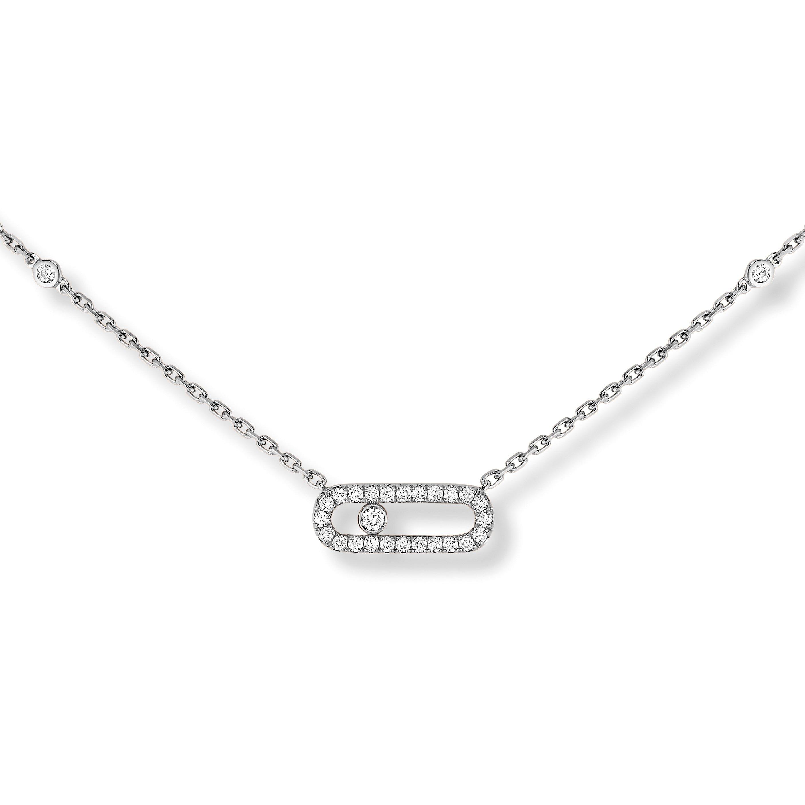 Messika Move Uno Pavé 18ct White Gold Diamond Necklace | LOU-0143595 ...